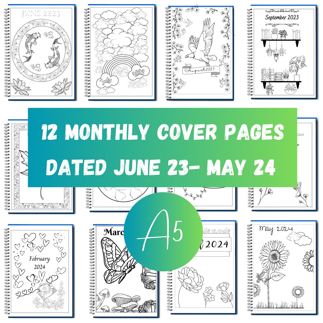 Monthly Cover Page Dated Customizable Bullet Journal Pages Bullett ...