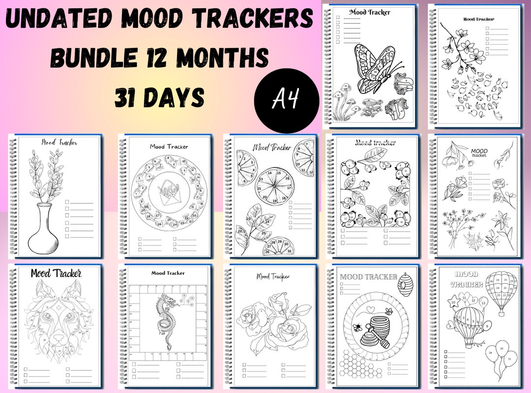 Printable Bullett Journal Page Printable Mood Tracker 12 Month Bundle ...