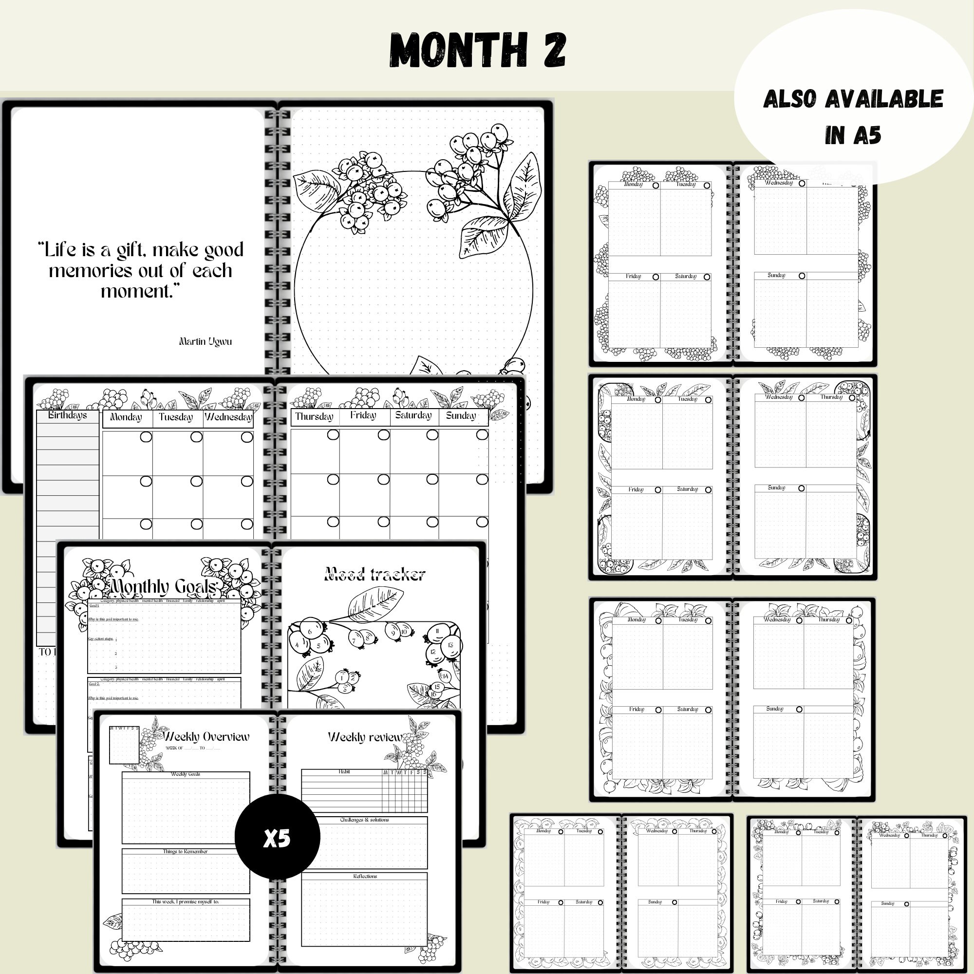 Bundle Printable Bullett Journal Premade Bundle Printable Bullett ...