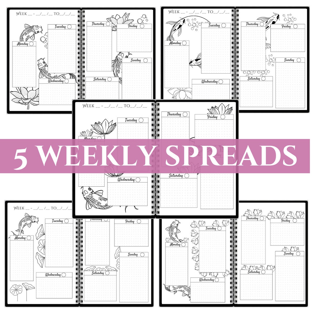 Undated Weekly Planner Printable Planner Premade Bullett Journal Double ...