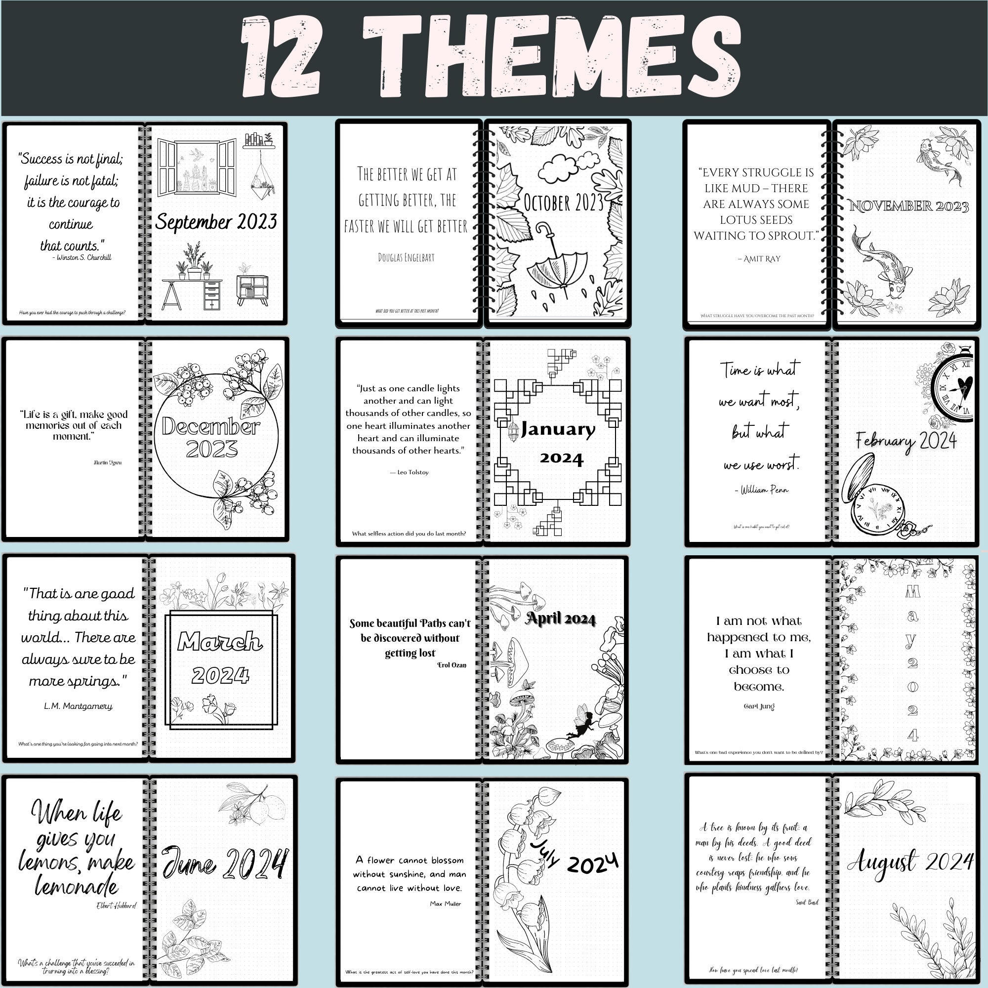 Dated Printable Planner Bundle 2023-2024 Yearly Planner - Etsy