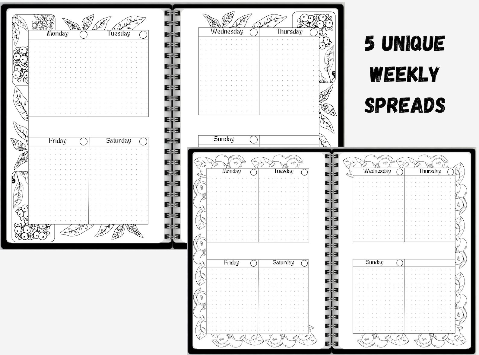 A4 Printable Planner Bujo Pages 5 Weekly Spreads Bullett Journal ...