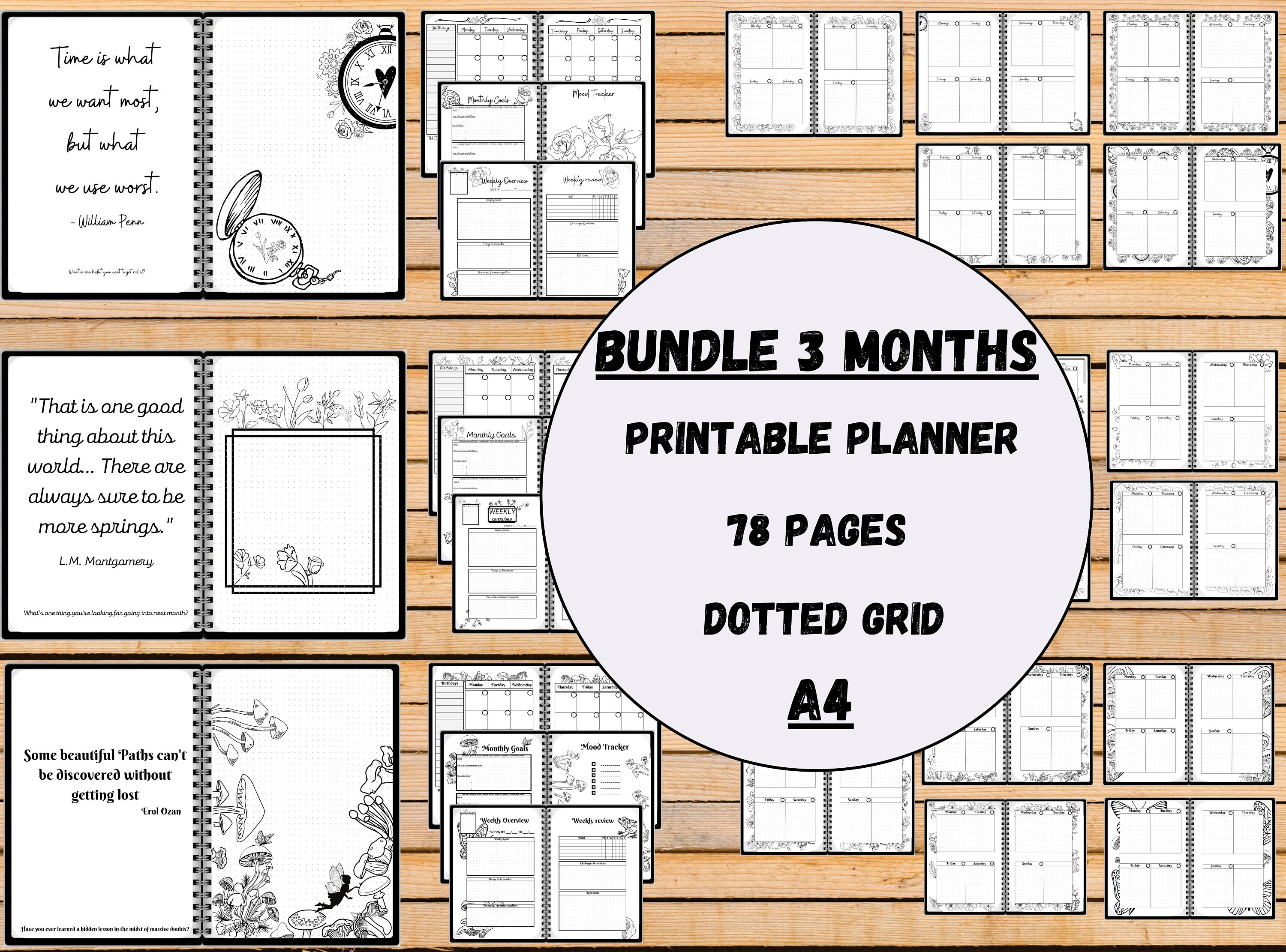 A4 Bundle Planner Bujo Bundle Printable Planner Bundle Premade Bullett ...