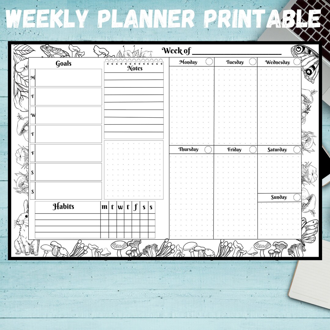Undated Weekly Planner Printable Planner Premade Bullett - Etsy