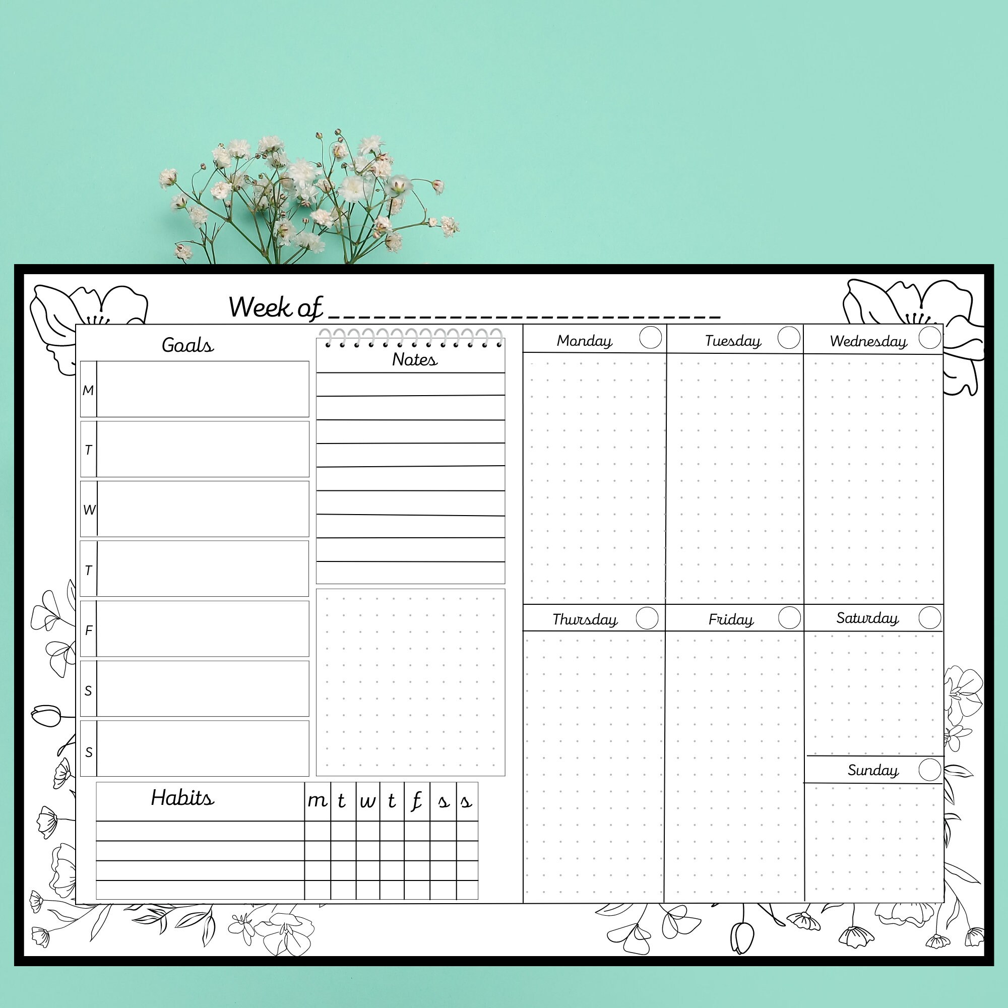 Bullett Journal Printable Page Planner Printable Template Undated ...
