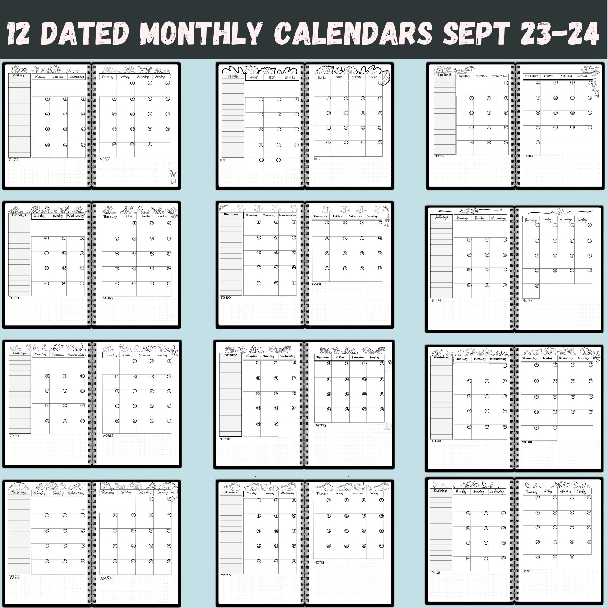 Dated Printable Planner Bundle 2023-2024 Yearly Planner - Etsy