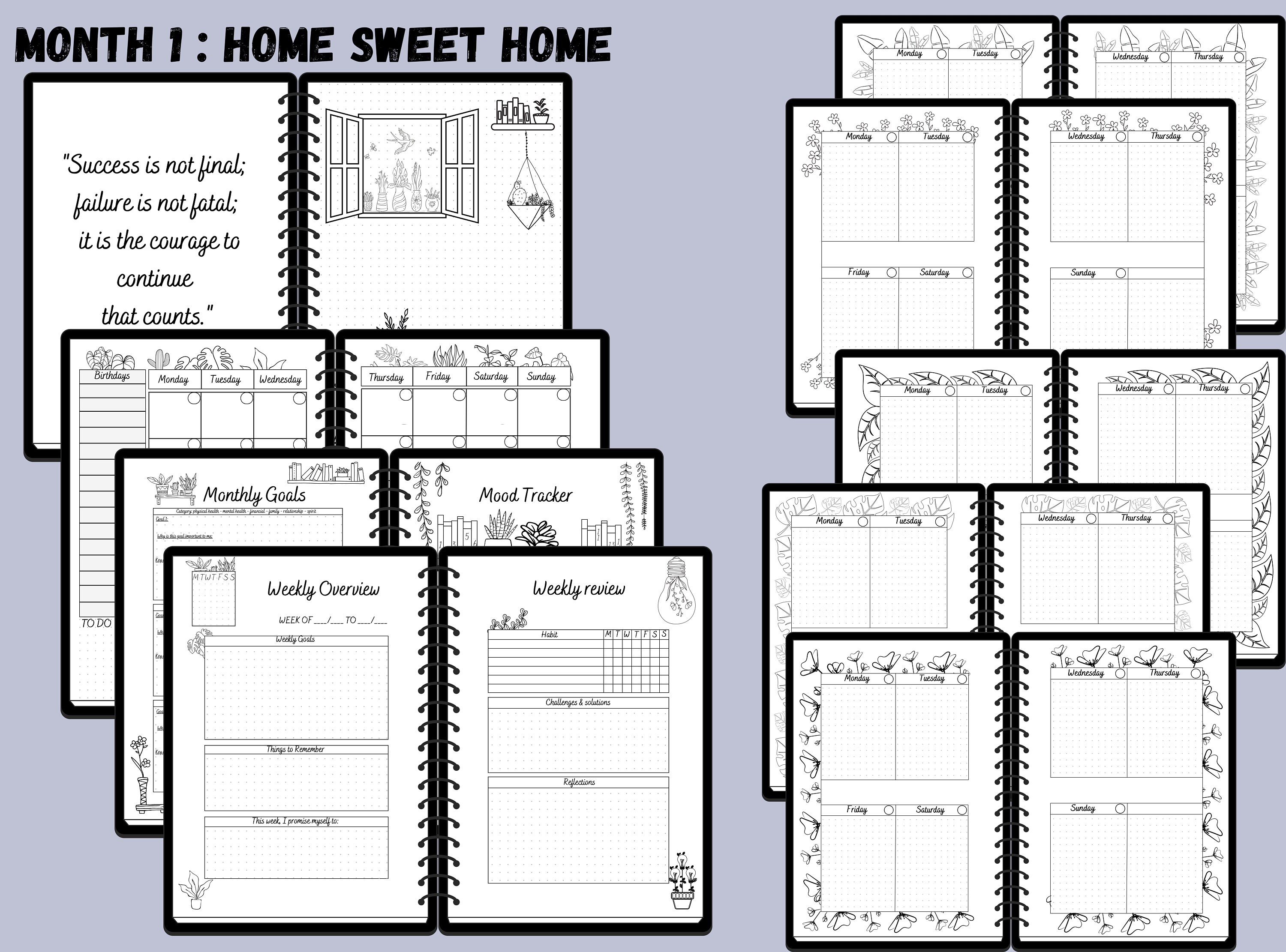 A5 Bundle Planner Bujo Bundle Printable Planner Bundle Premade Bullett ...