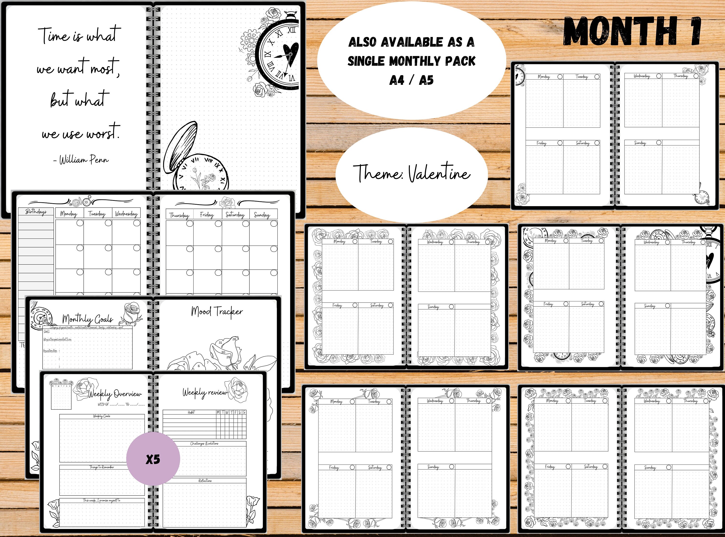 A4 Bundle Planner Bujo Bundle Printable Planner Bundle Premade Bullett ...