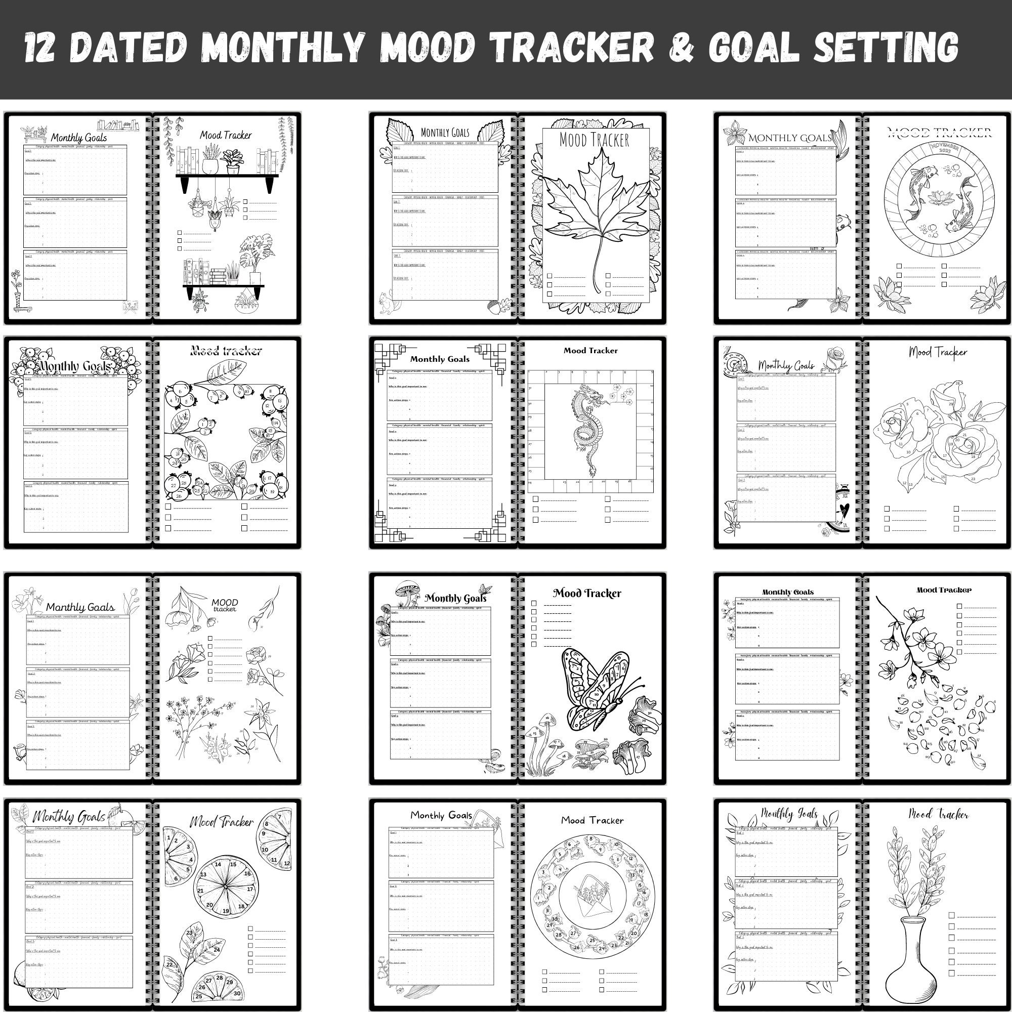 Dated Printable Planner Bundle 2023-2024 Yearly Planner Printable ...