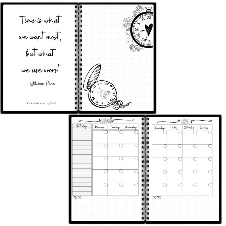Printable Bullett Journal Printable Monthly Calendar Goal Spread Bujo ...