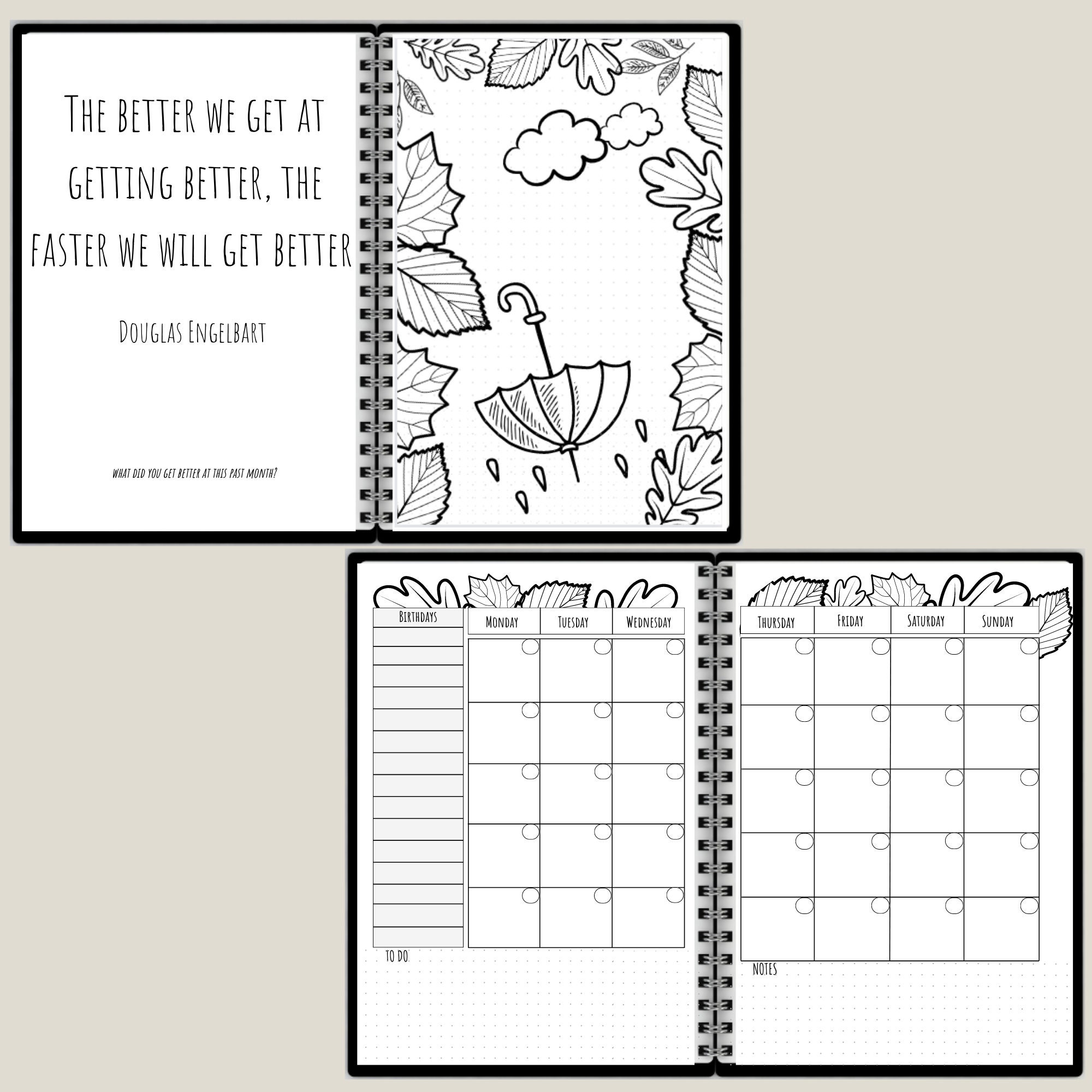 Printable Bullett Journal Printable Fall Autumn Goal Spread Flower ...