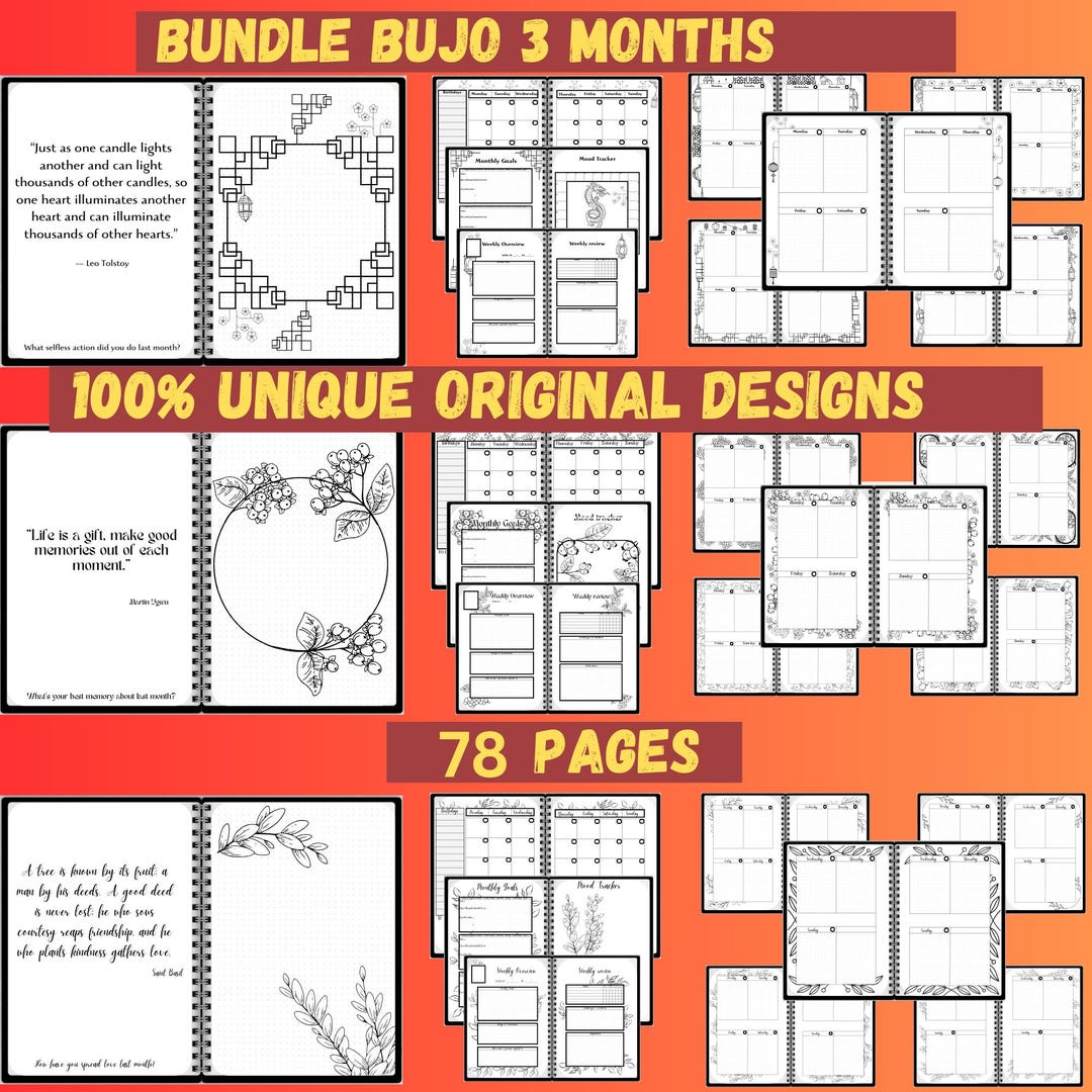 Printable Bullett Journal Printable Monthly Calendar Goal Spread Bujo ...
