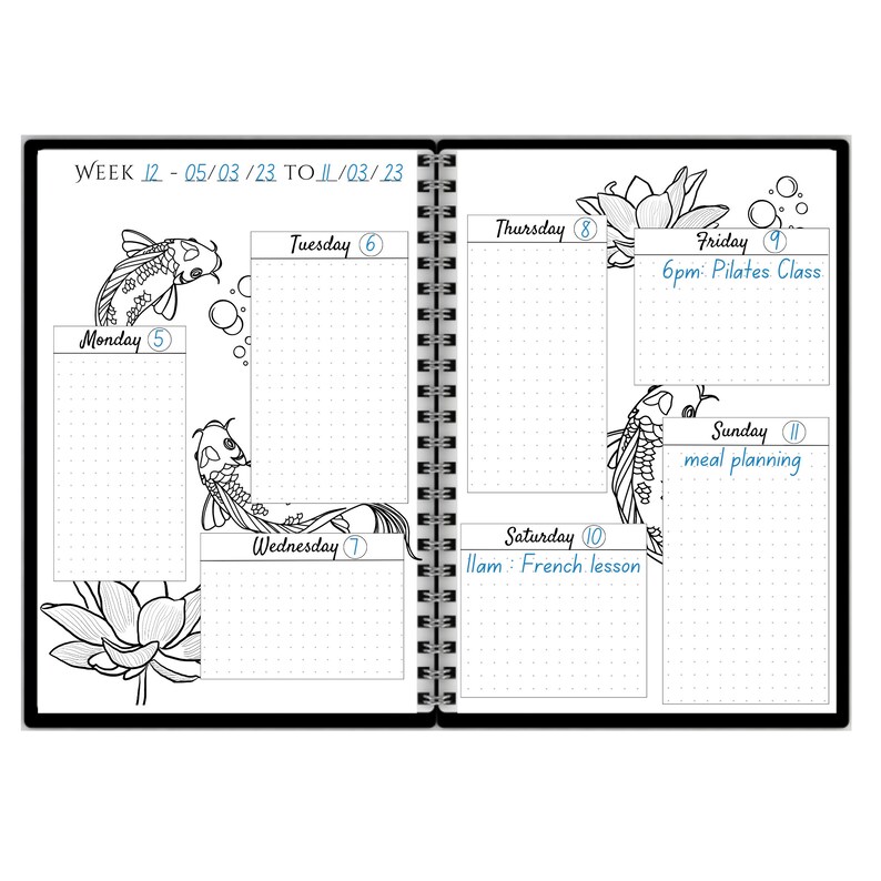 Undated Weekly Planner Printable Planner Premade Bullett Journal Double ...