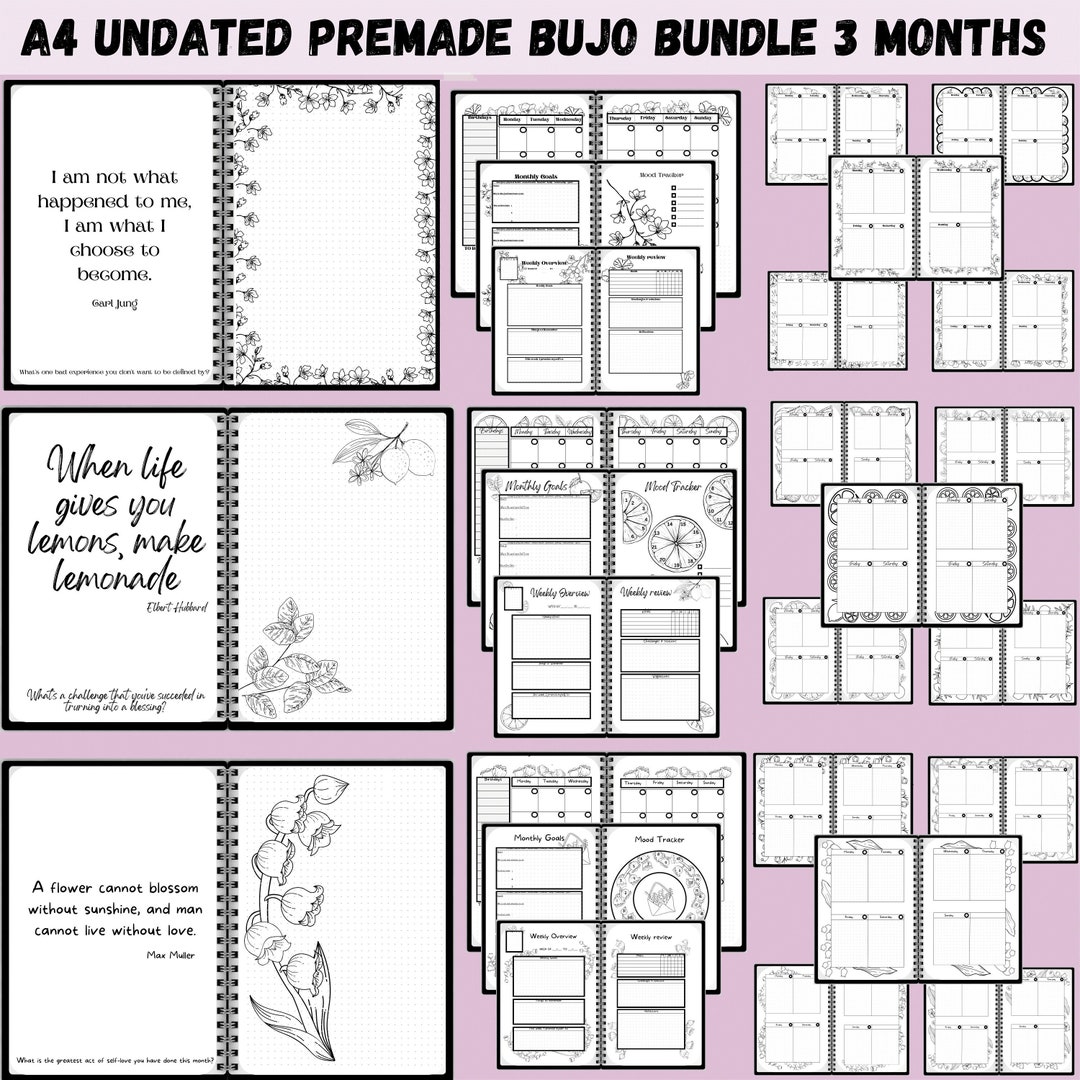 A4 Bundle Planner Bujo Bundle Printable Planner Bundle Premade Bullett ...