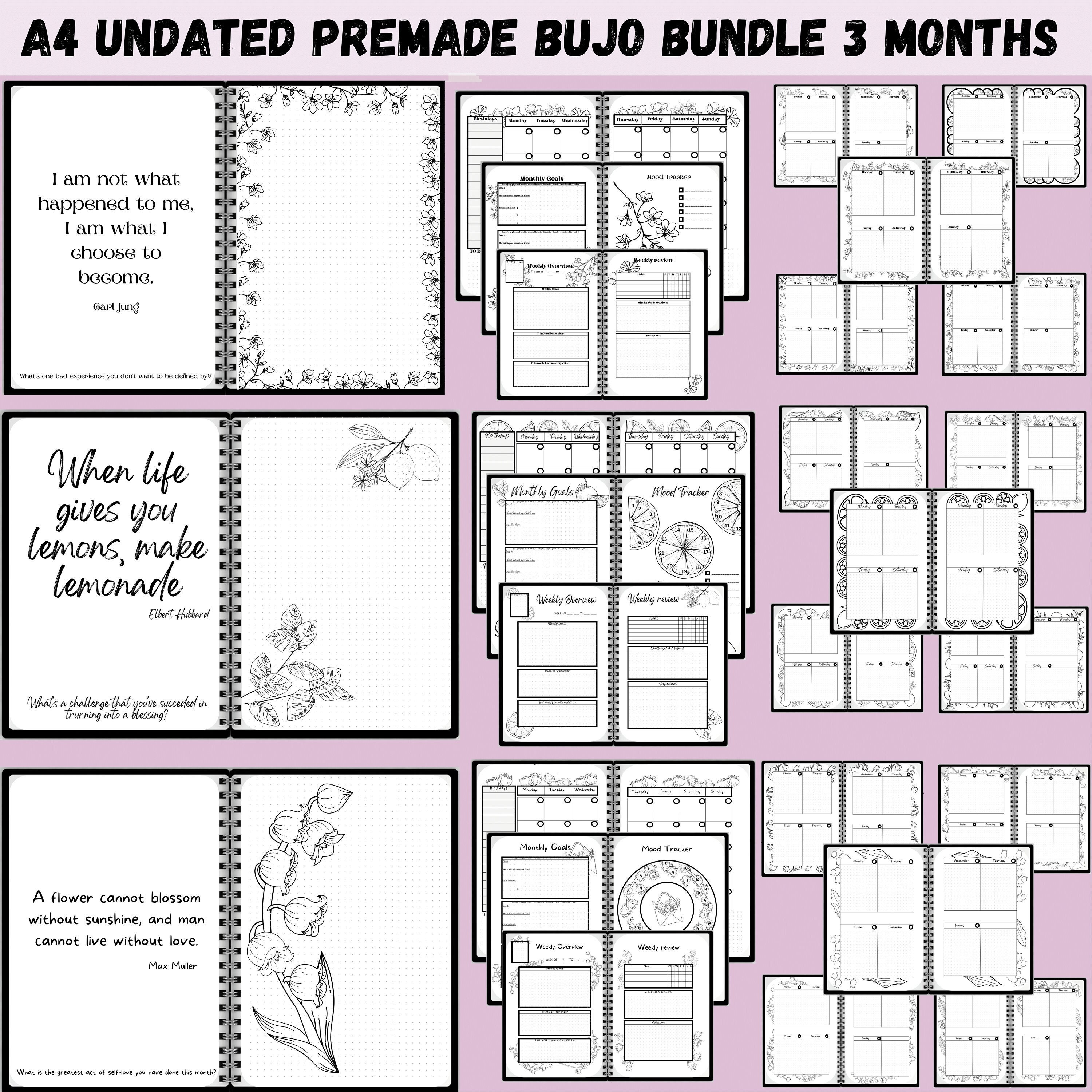 A4 Bundle Planner Bujo Bundle Printable Planner Bundle Premade Bullett Journal Weekly Planner ...