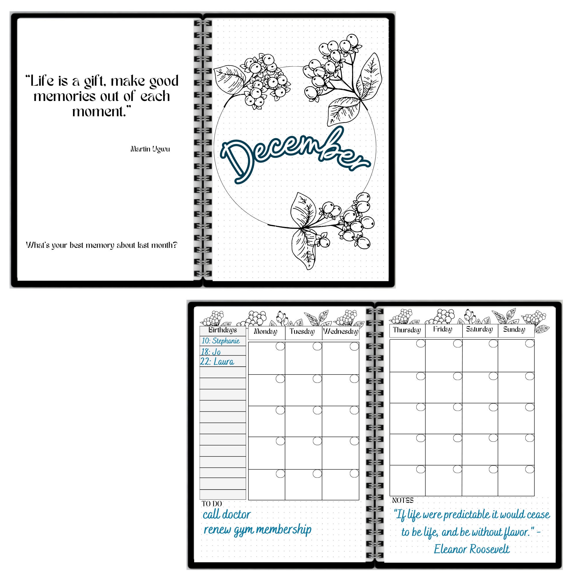 Printable Bullett Journal Printable Monthly Calendar Goal - Etsy