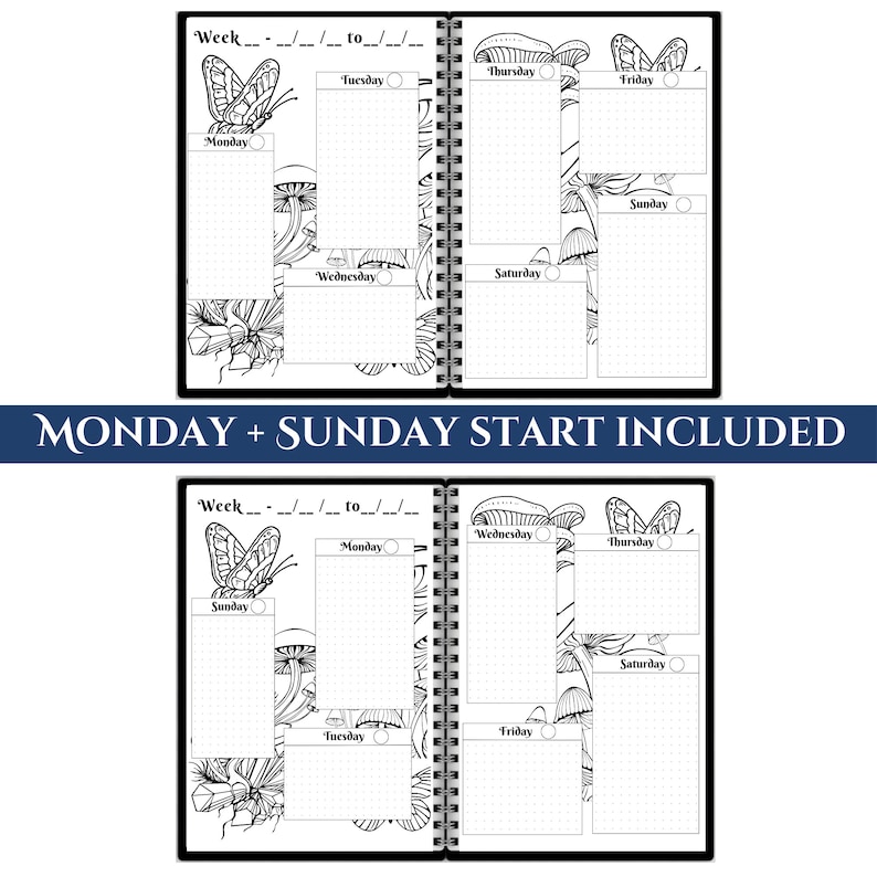 Undated Weekly Planner Printable Planner Monday Start Sunday - Etsy