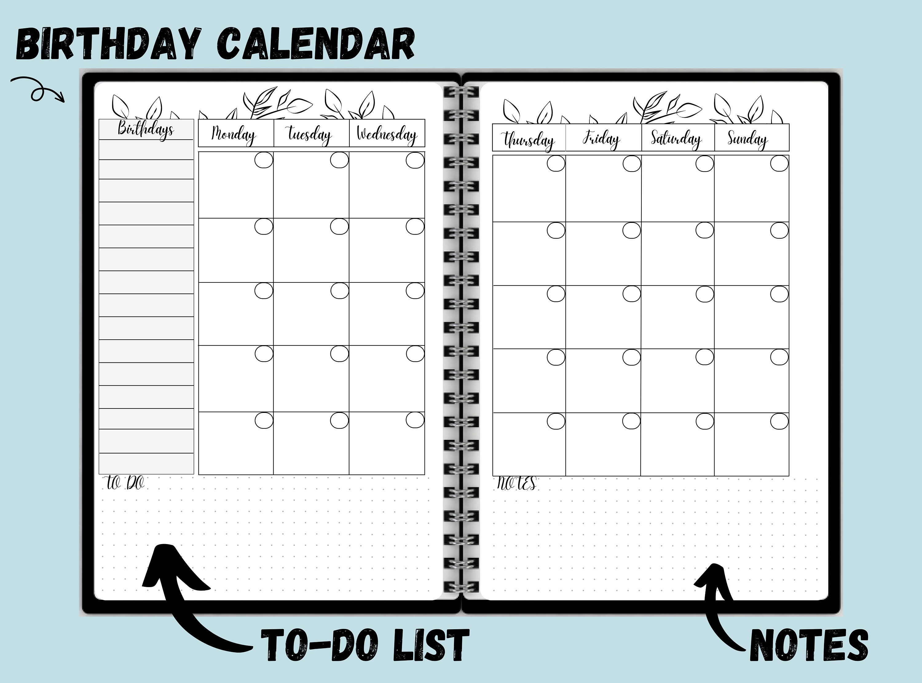 A5 Printable Planner Bujo Pages 5 Weekly Spreads Premade Bullett ...