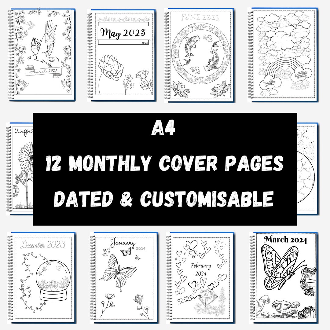 Bullett Journal Monthly Cover Page Bundle 12 Month - Etsy
