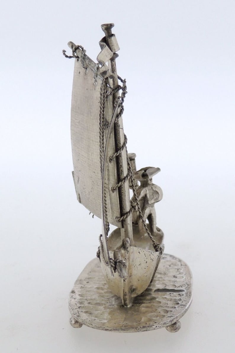 Antique Dutch Miniature Solid Silver China Trade Sailboat Signed J ...