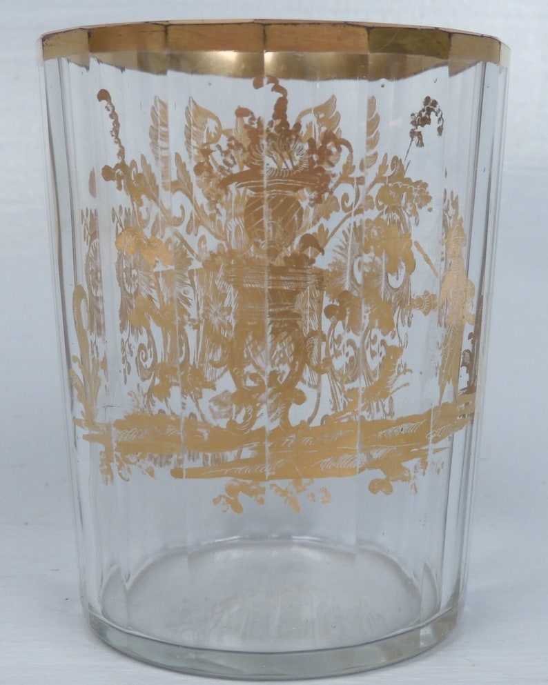 Antique 18th Century German or Bohemian Gilt Faceted Glass Tumbler ...