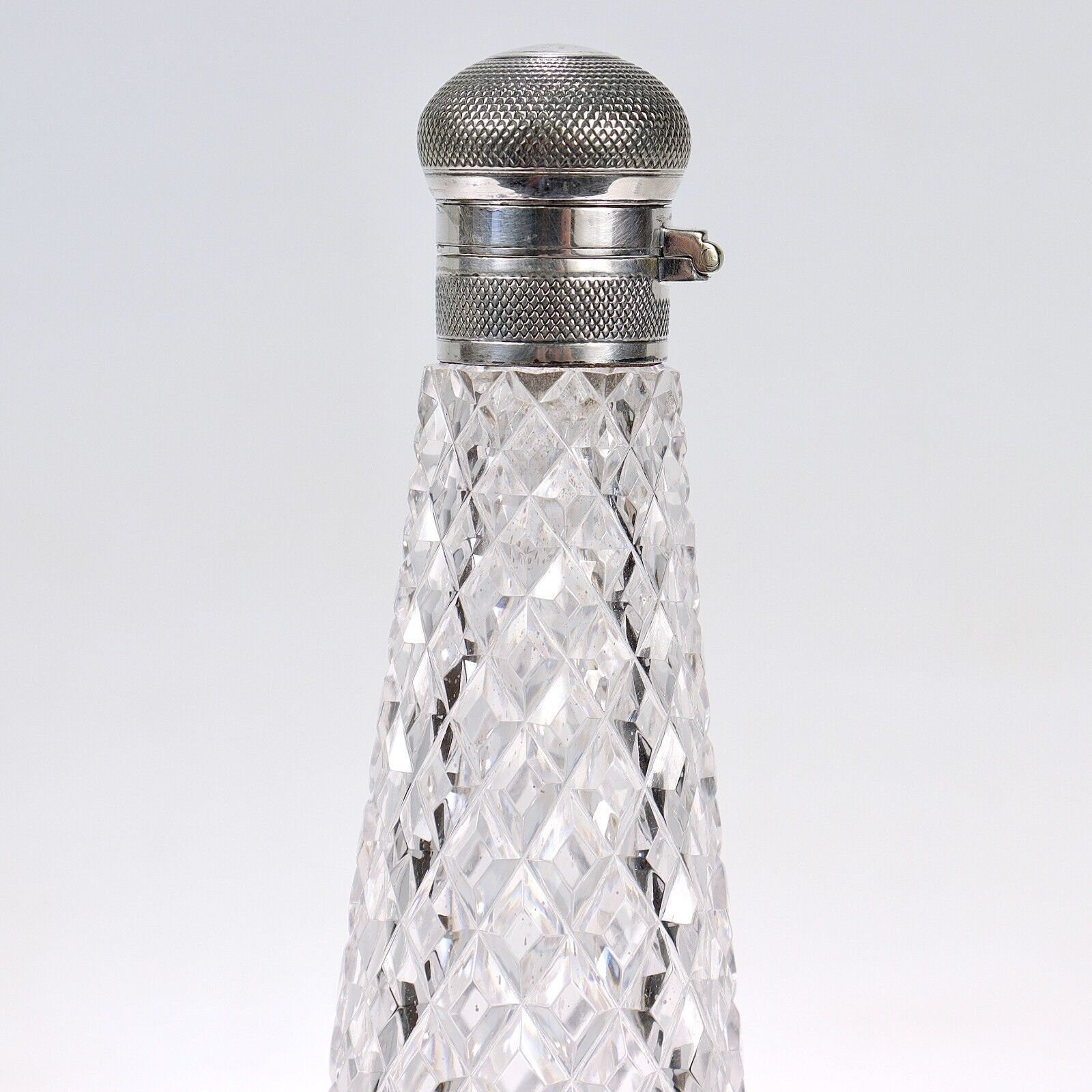 Antique Edwardian Equestrian Fox Hunt Cut Glass & Silver Liquor Flask ...