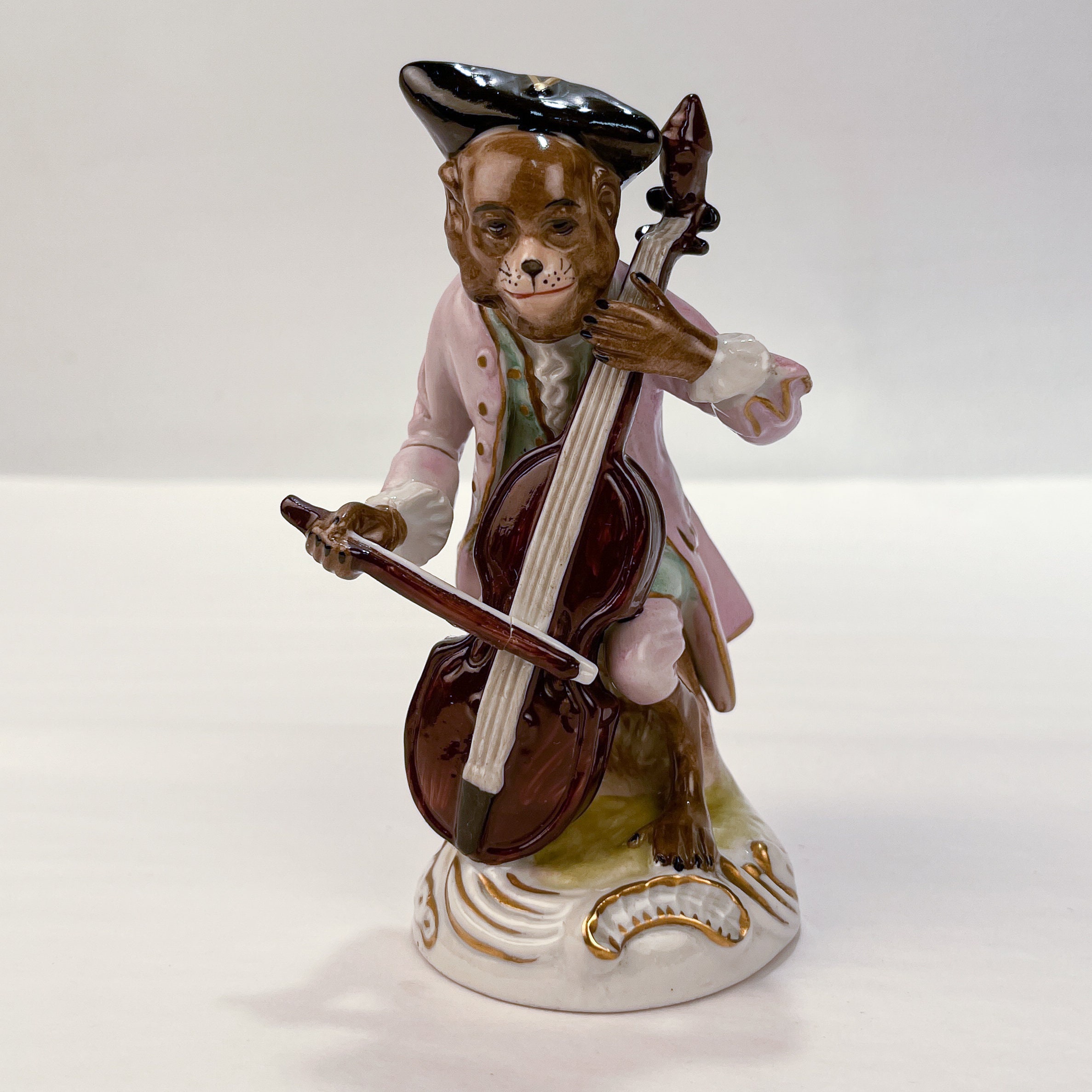 Vintage Sitzendorf Porcelain Monkey Band (affenkappele) Cello Player ...