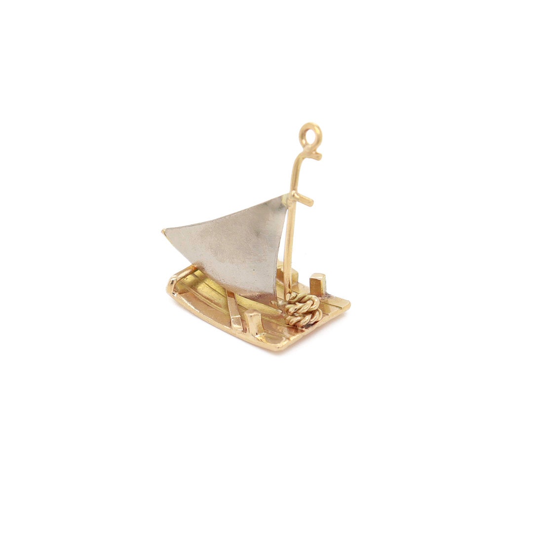 Vintage 14K Gold Charm of a Raft or Sailboat - Etsy
