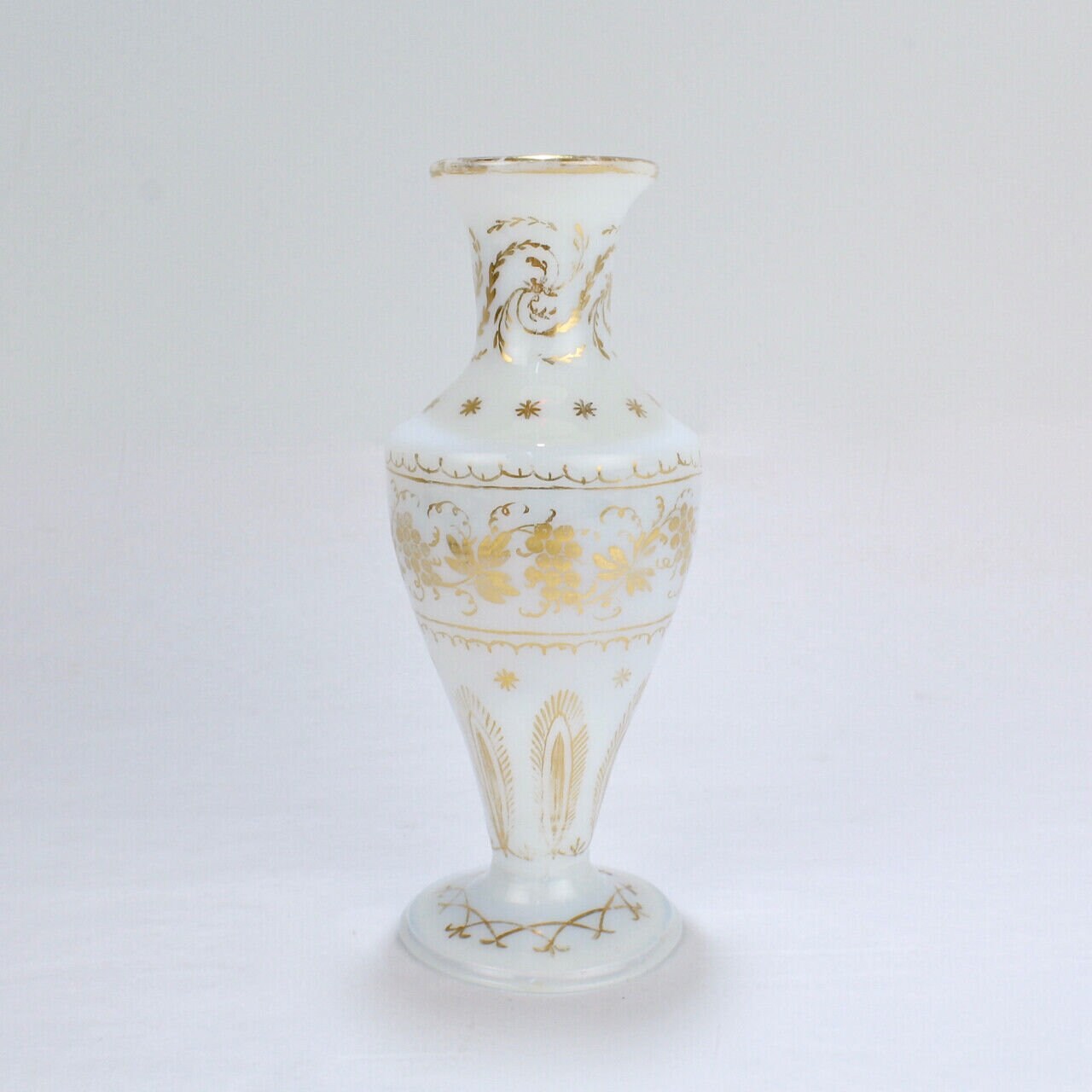 Antique 18th Century Gilt White Milk Glass Vase in the Manner of James ...