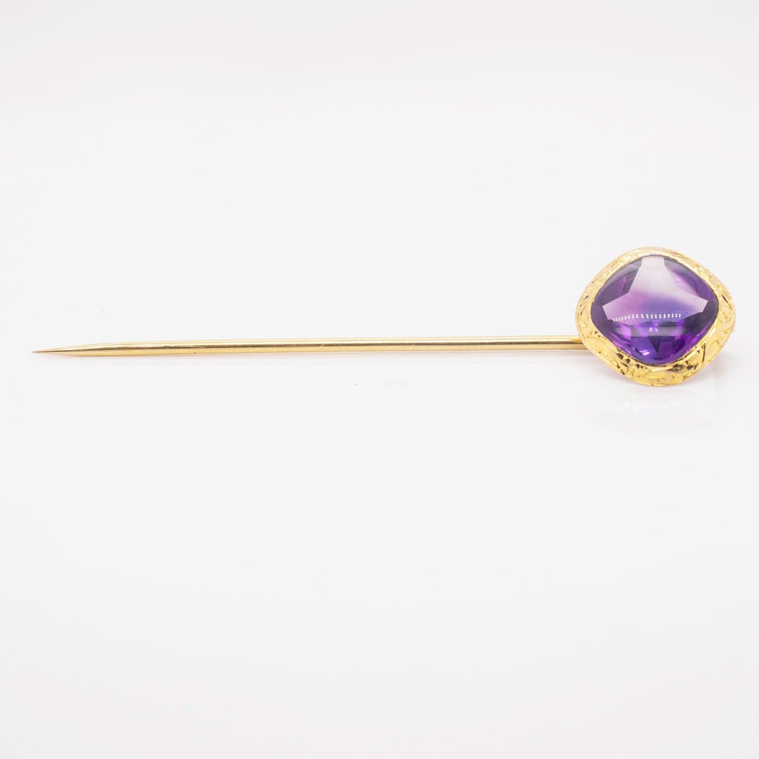 Antique Signed American Edwardian 14k Gold and Amethyst Stick Pin - Etsy
