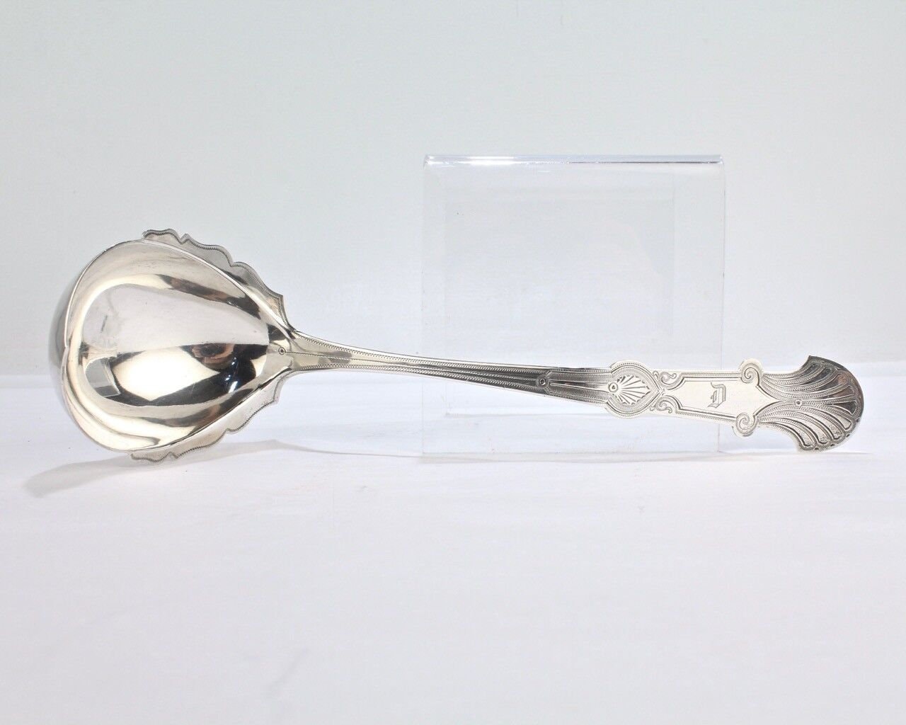 JP Butler Philadelphia Coin Silver Ladle Brite Cut James Watt American ...