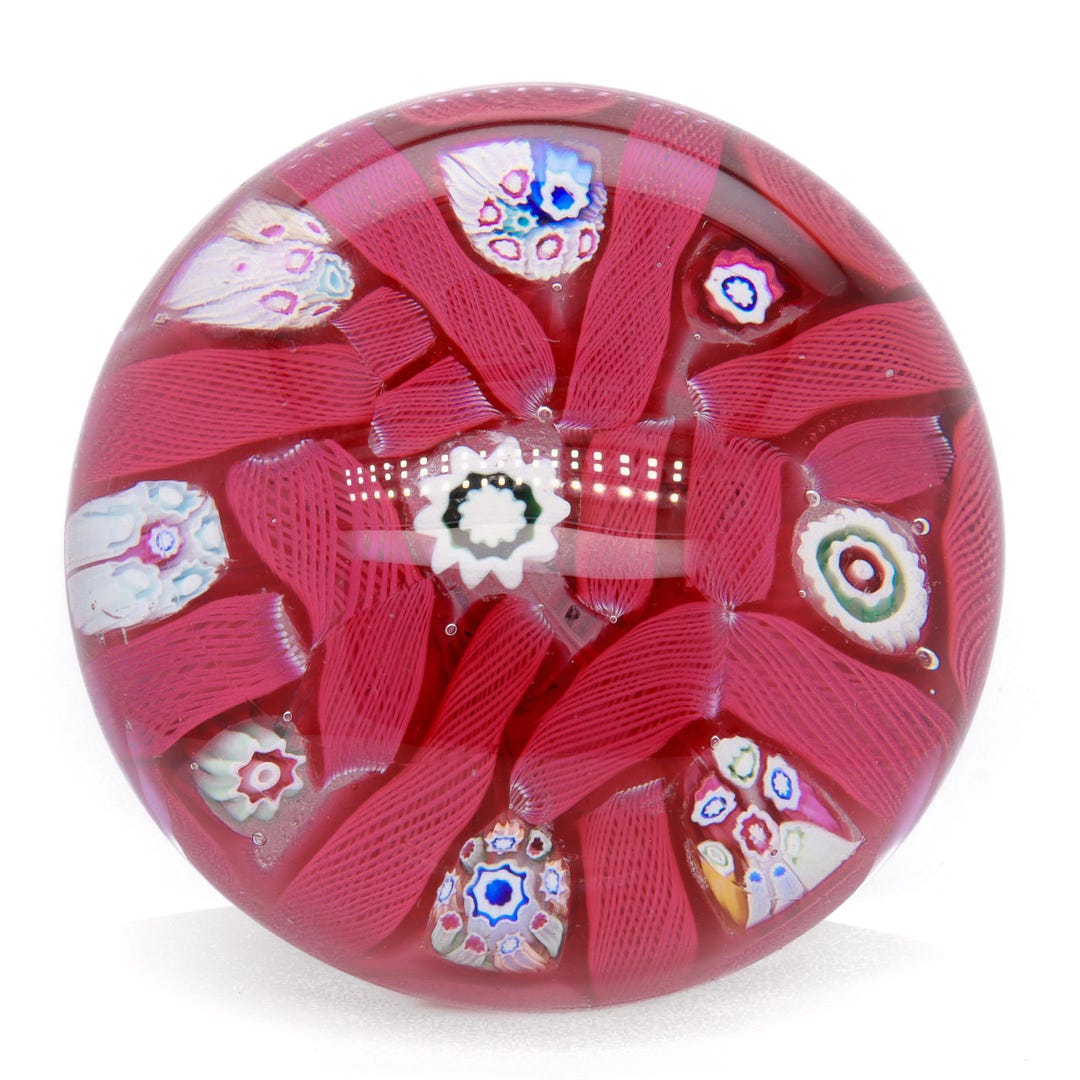 Antique English Arculus Pink Chequer Glass Paperweight - Etsy