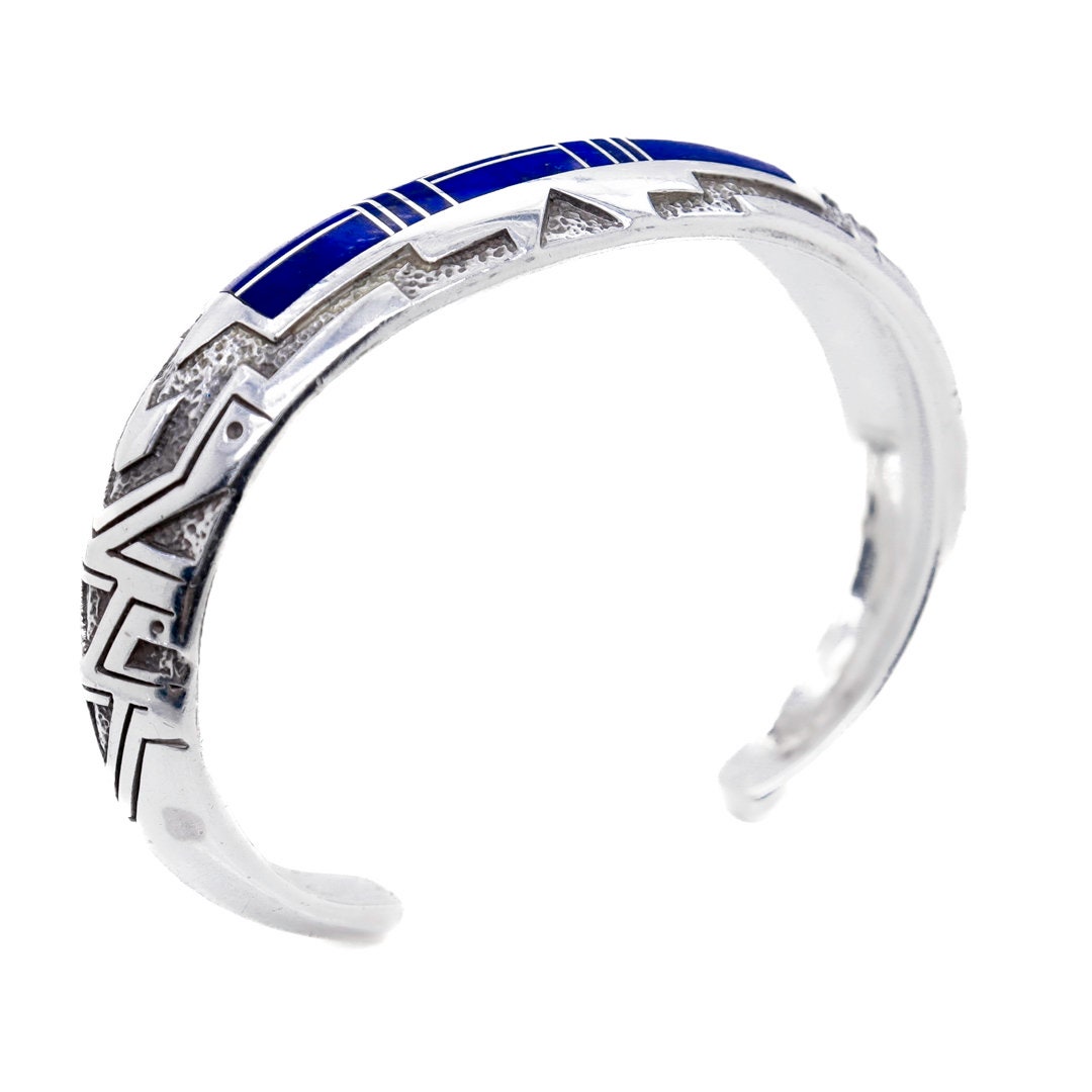 Ray Tracey Knifewing Sterling Silver & Lapis Inlaid Cuff Bracelet - Etsy