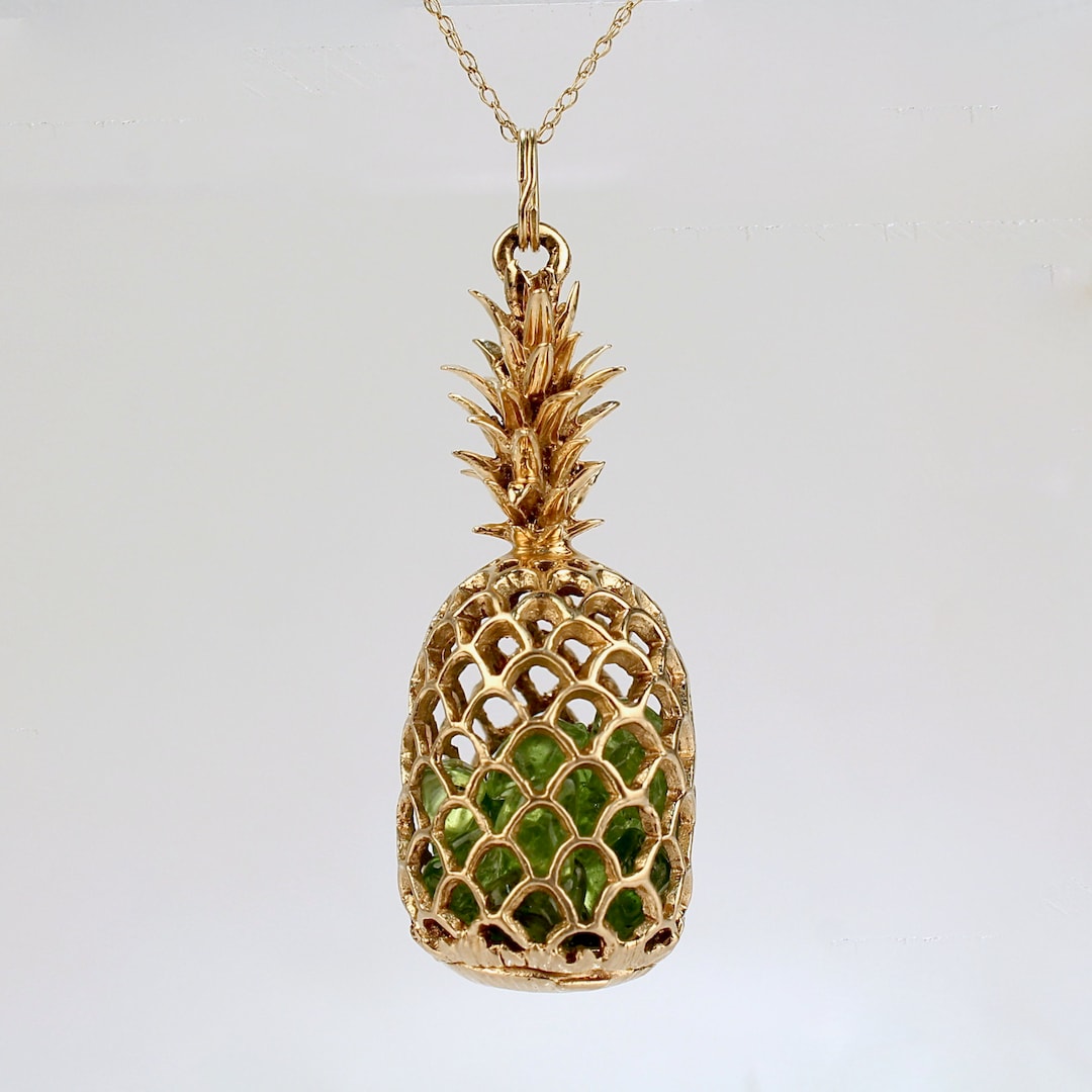 Retro Na Hoku / Edward Sultan 14k Gold & Emerald Pineapple Charm or ...