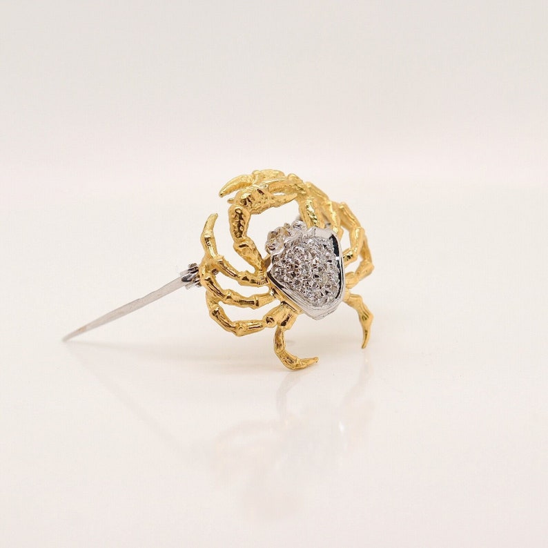 Signed Damiani 18k Gold & Diamond Crab Shaped Brooch or Pin - Etsy