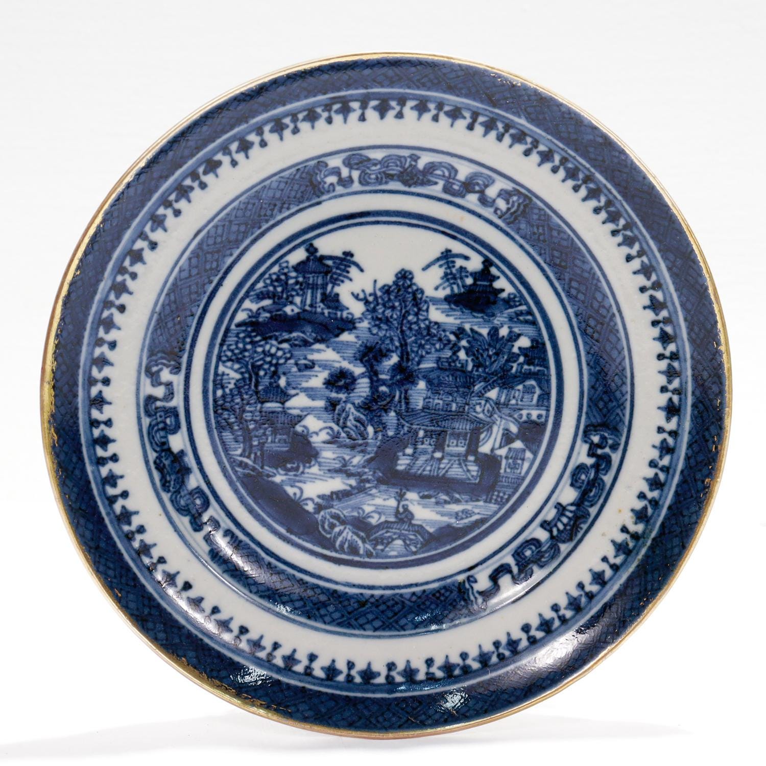 Set of 3 Antique Blue & White Chinese Export Nanking Porcelain Saucers ...