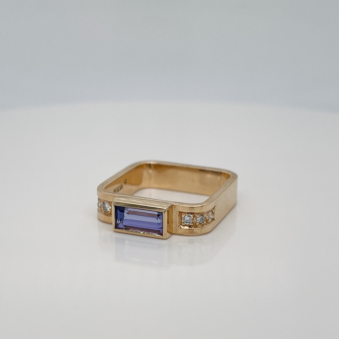 Signed Gabriel Ofiesh 14 Karat Gold & Tanzanite Band Ring - Etsy