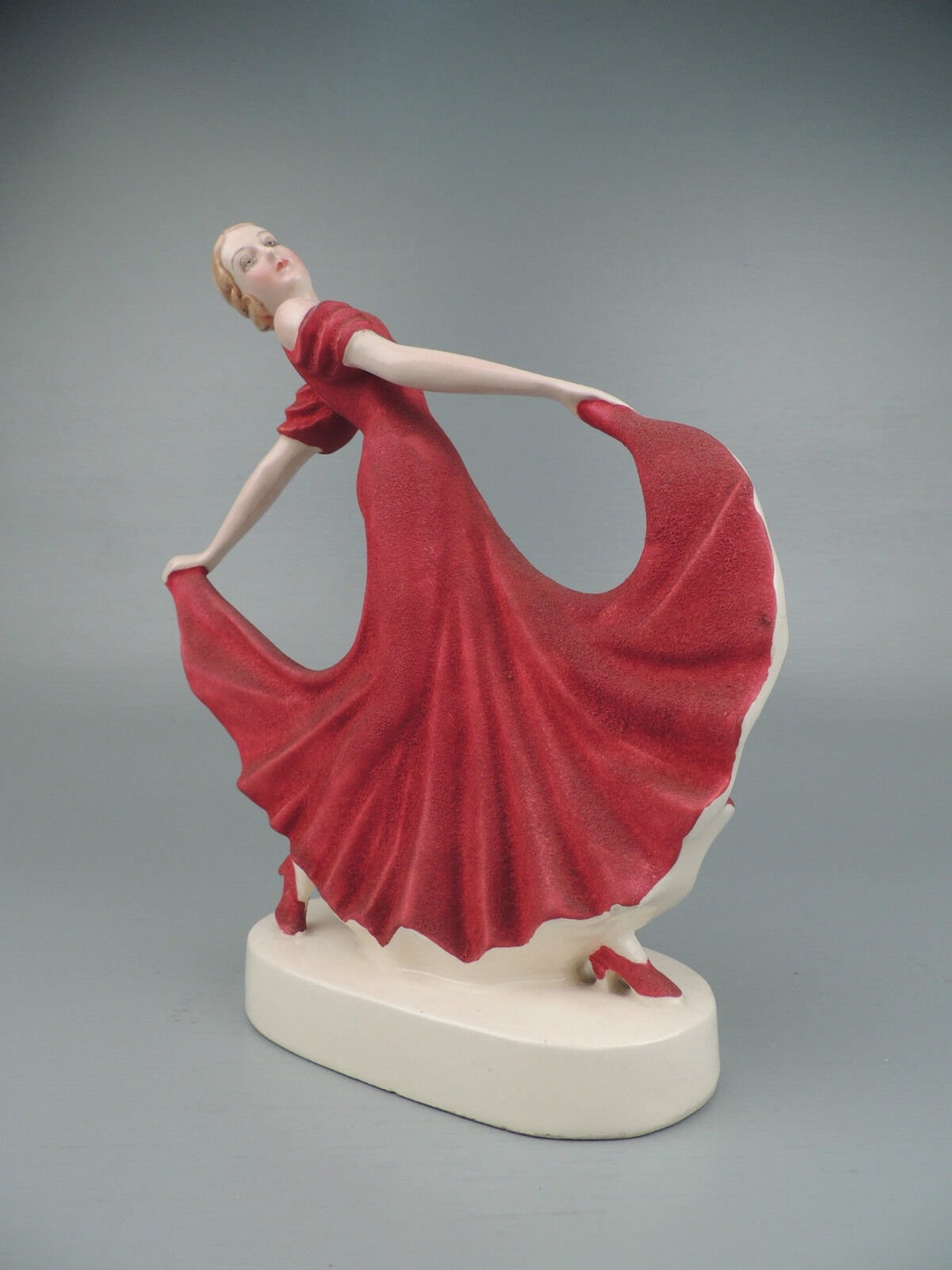 Vintage Czech Pottery Deco Dancer Girl Figurine Lamp Base - - Etsy