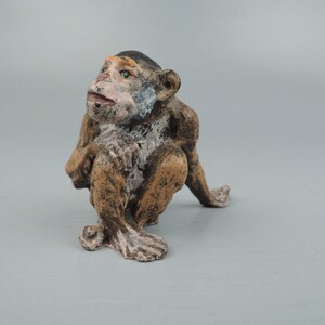 Cold Painted Vienna Bronze of a Seated Monkey or Chimpanzee - Austrian ...