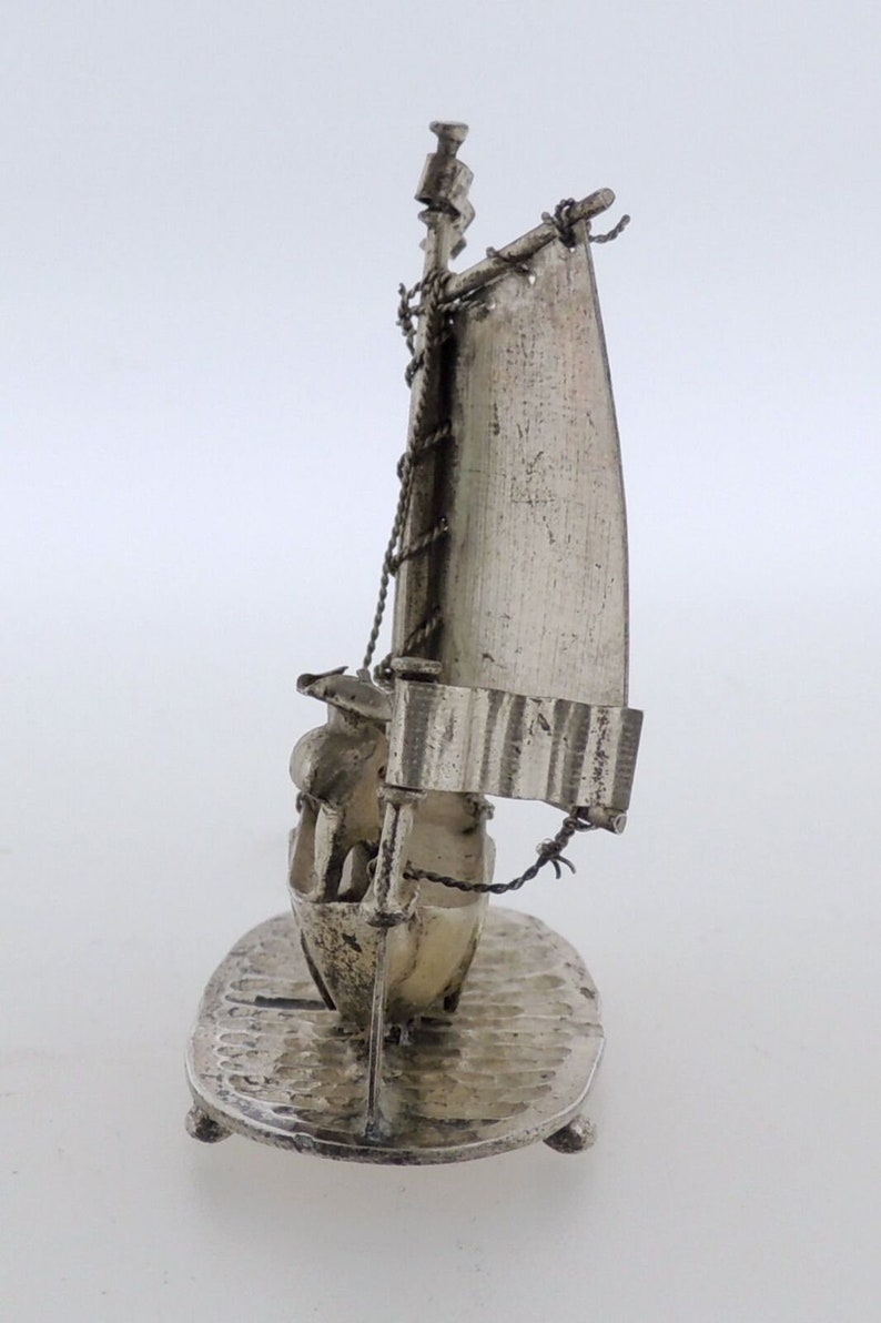 Antique Dutch Miniature Solid Silver China Trade Sailboat Signed J ...
