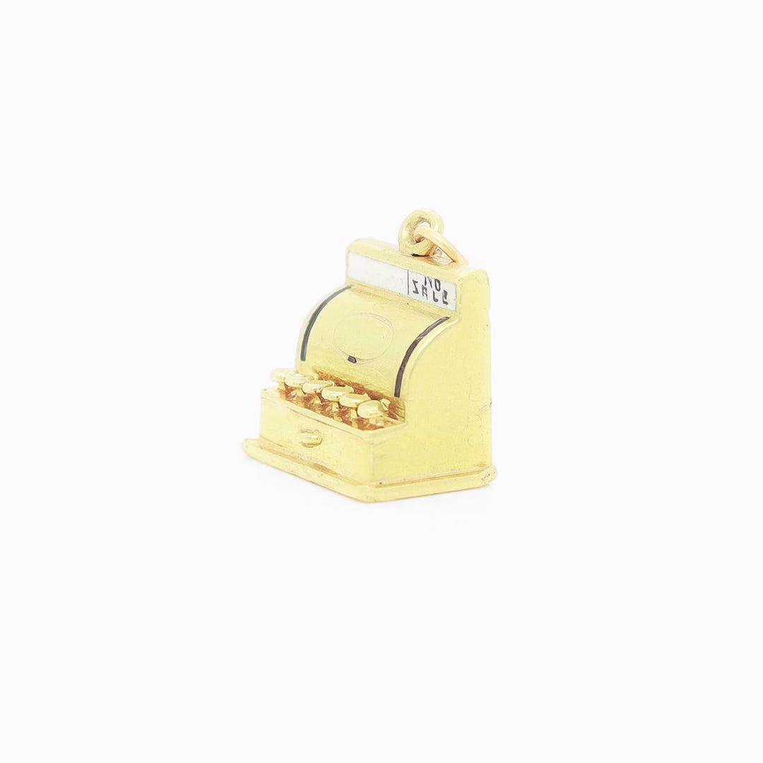Vintage 14K Gold & Enamel Figural 'no Sale' Cash Register Charm - Etsy