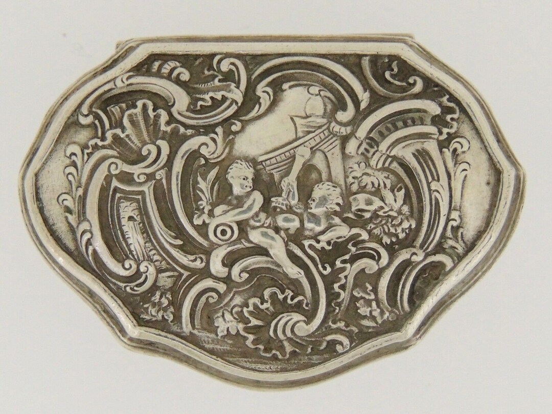 Baroque Style 800 Silver Pill Box - Dutch or German - Silber Snuff ...