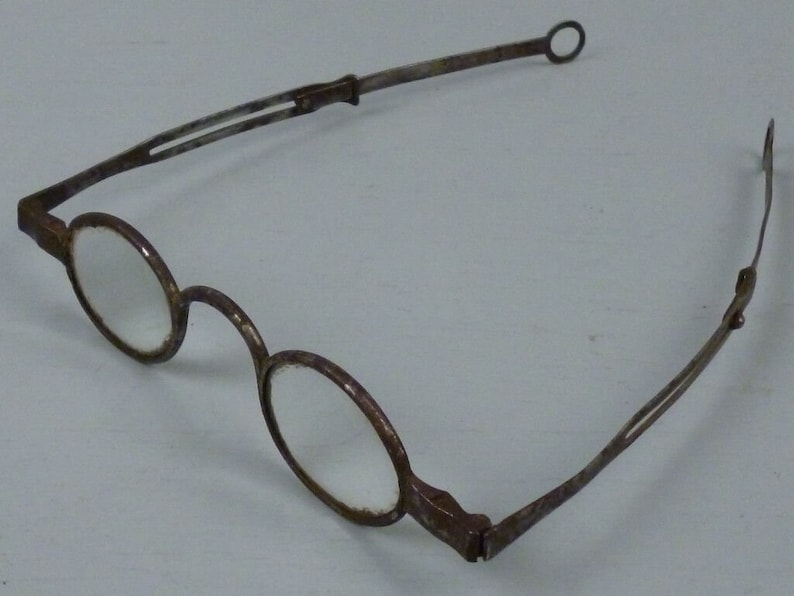 Antique 18c/19c Steel Frame Spectacles or Glasses With Hoop Ear Slides ...