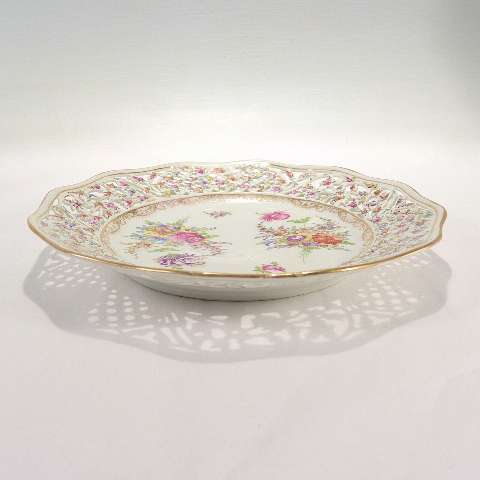 Antique Reticulated Hirsch Dresden Porcelain Cabinet Plate - Deutsche ...
