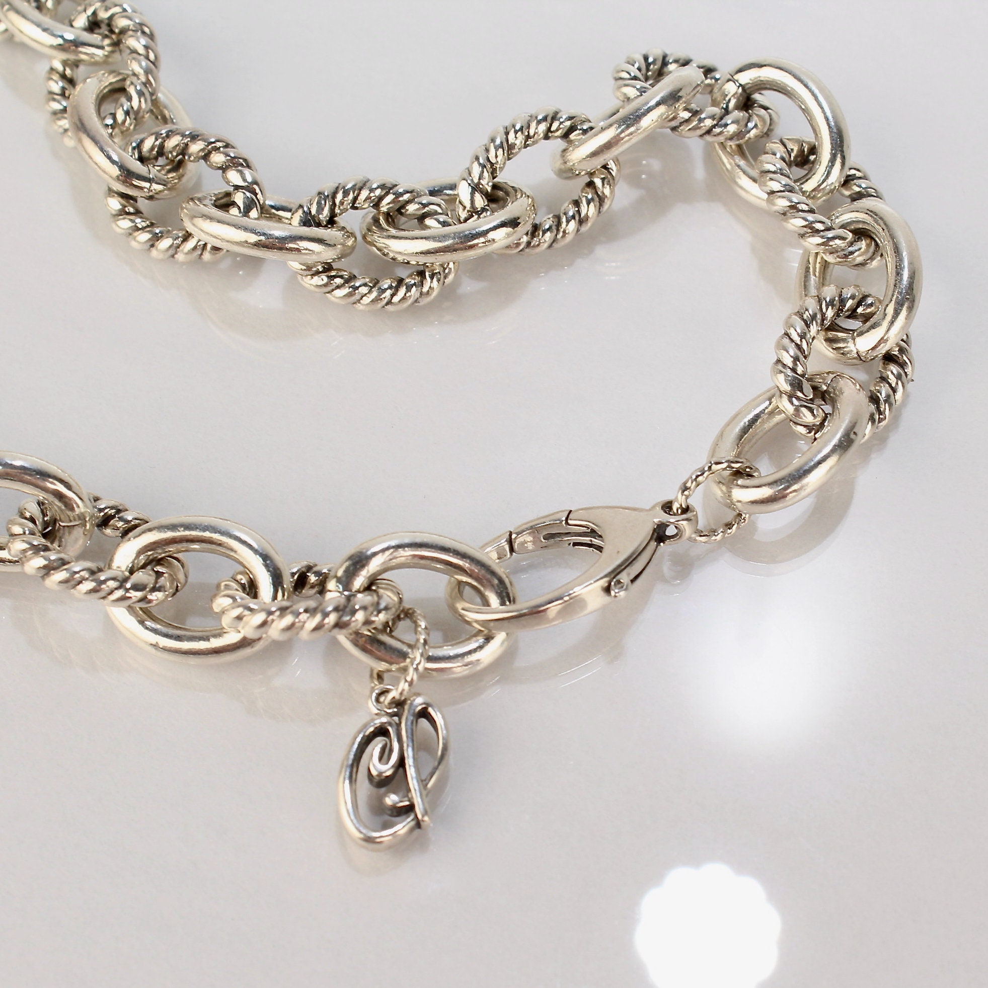 Carolyn Pollack Relios Sterling Silver Link Necklace - Dog Collar Rope Twist - Etsy