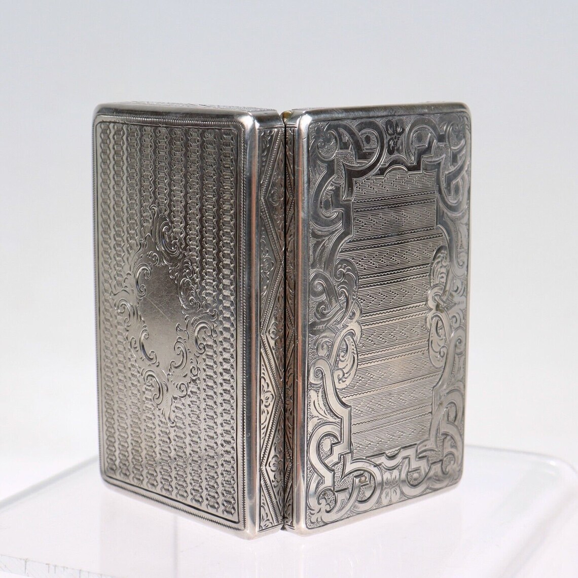 Antique Viennese or Austrian Engine-turned Silver Card Case or Snuff ...
