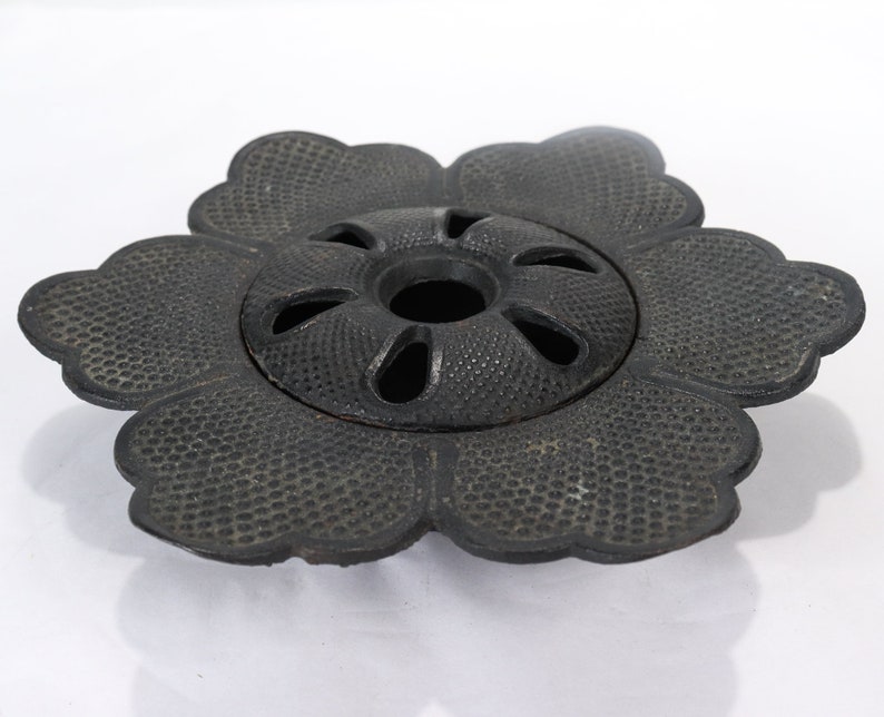 Old or Antique Japanese Cast Iron Incense Censer - Tsubaki / Camellia ...