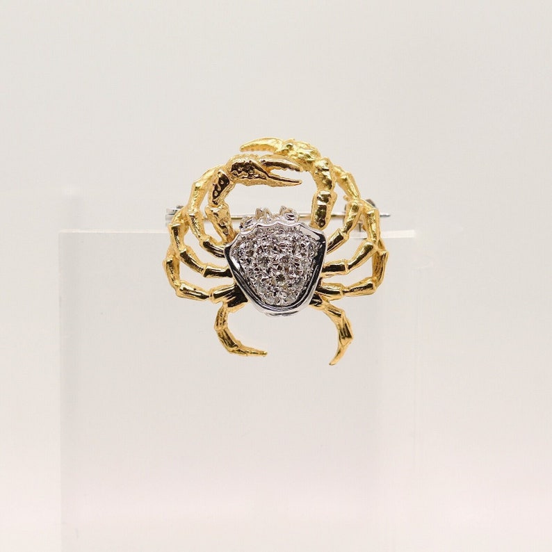 Signed Damiani 18k Gold & Diamond Crab Shaped Brooch or Pin - Etsy