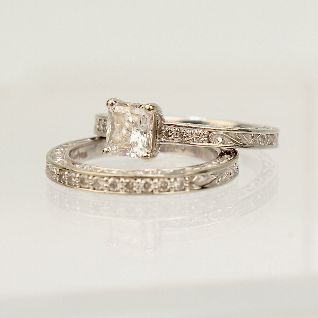 Brilliant Earth GIA Certified 18k Gold and Diamond Ring & Matching Band ...