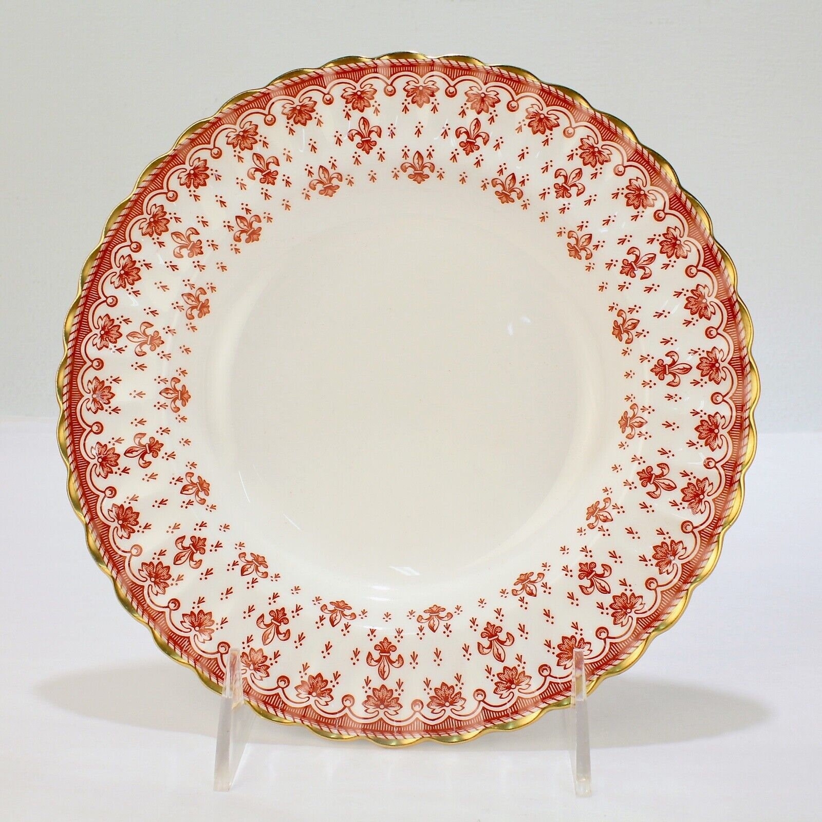 Set of 3 Spode Fleur De Lys Red Bone China Rim Soup Bowls - Etsy